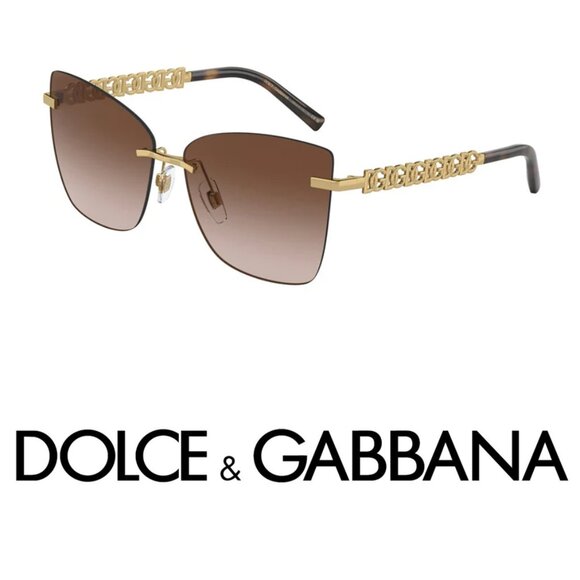 Dolce & Gabbana | Accessories | Dolce Gabbana Sunglasses Dg2289 23 Gold Brown Logo Temple ...